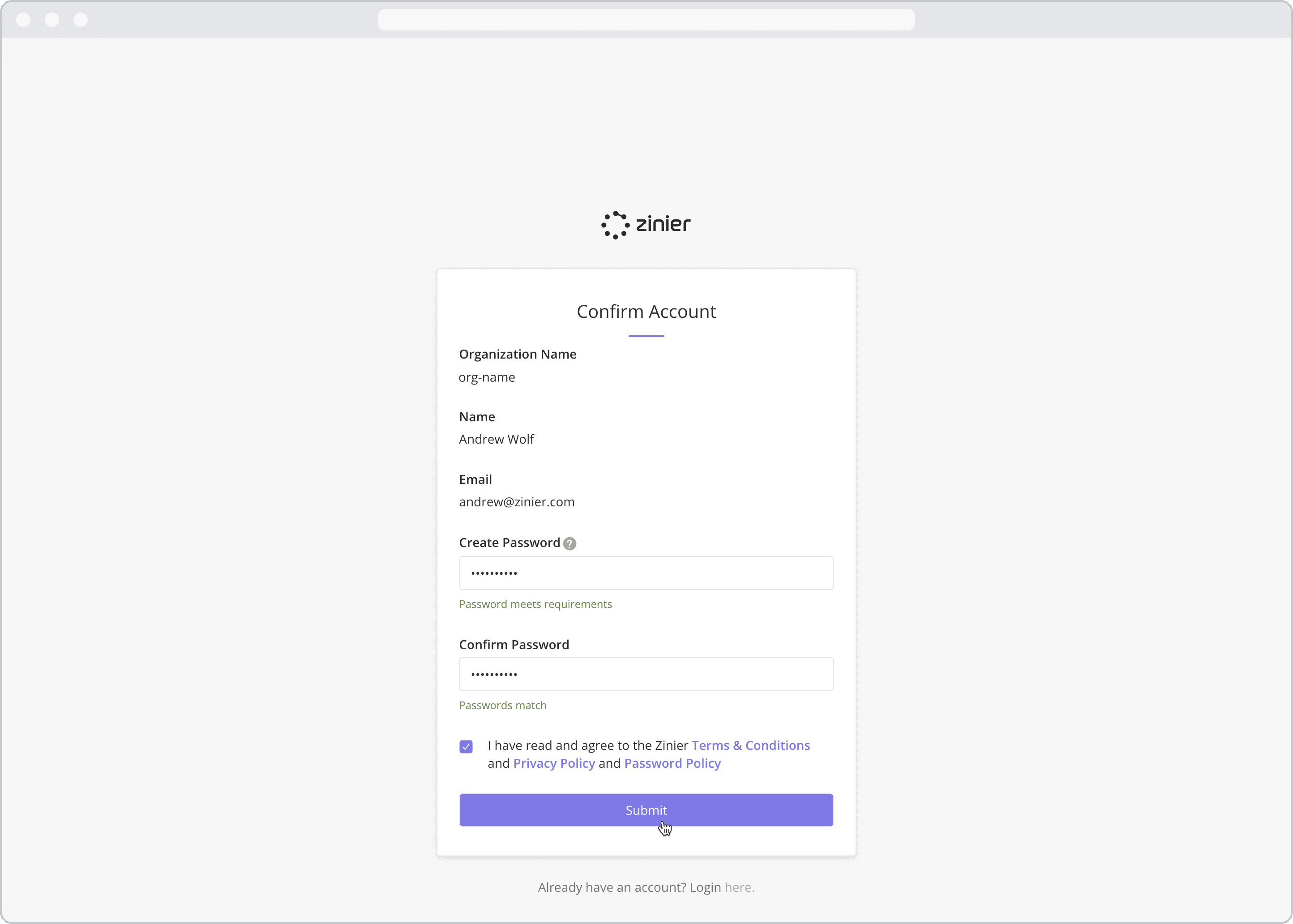 Account Activation and Login on the Web