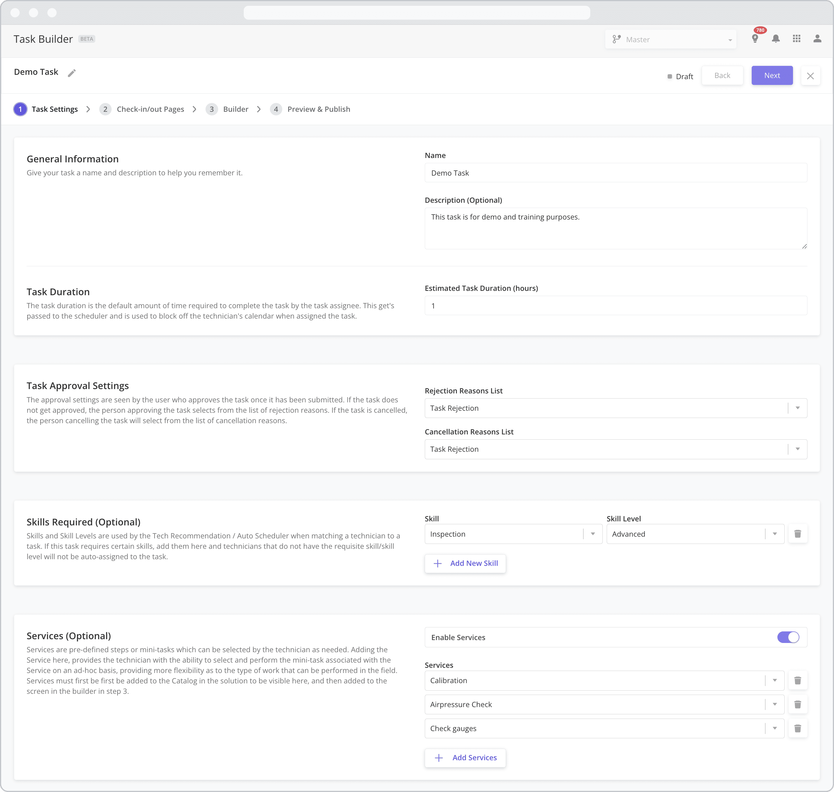 Step 1: Configuring the Task Settings
