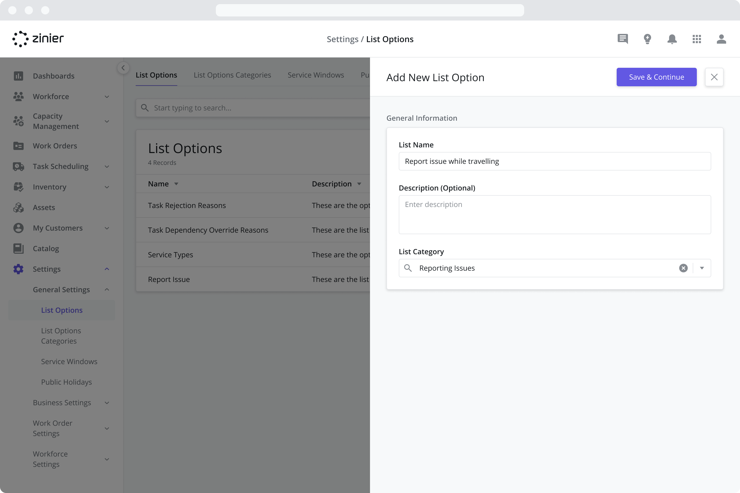 Work Order & Task Settings