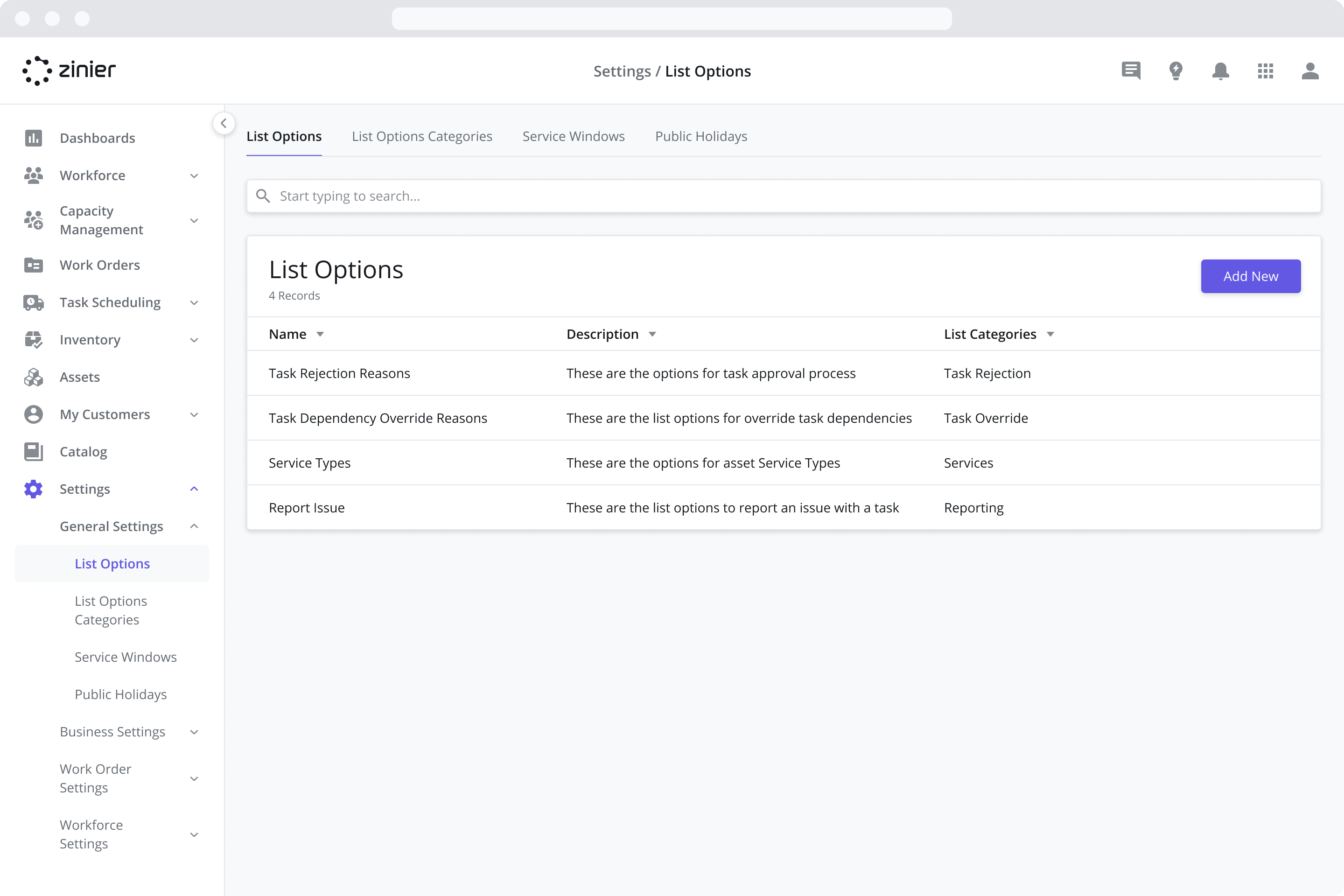 Work Order & Task Settings