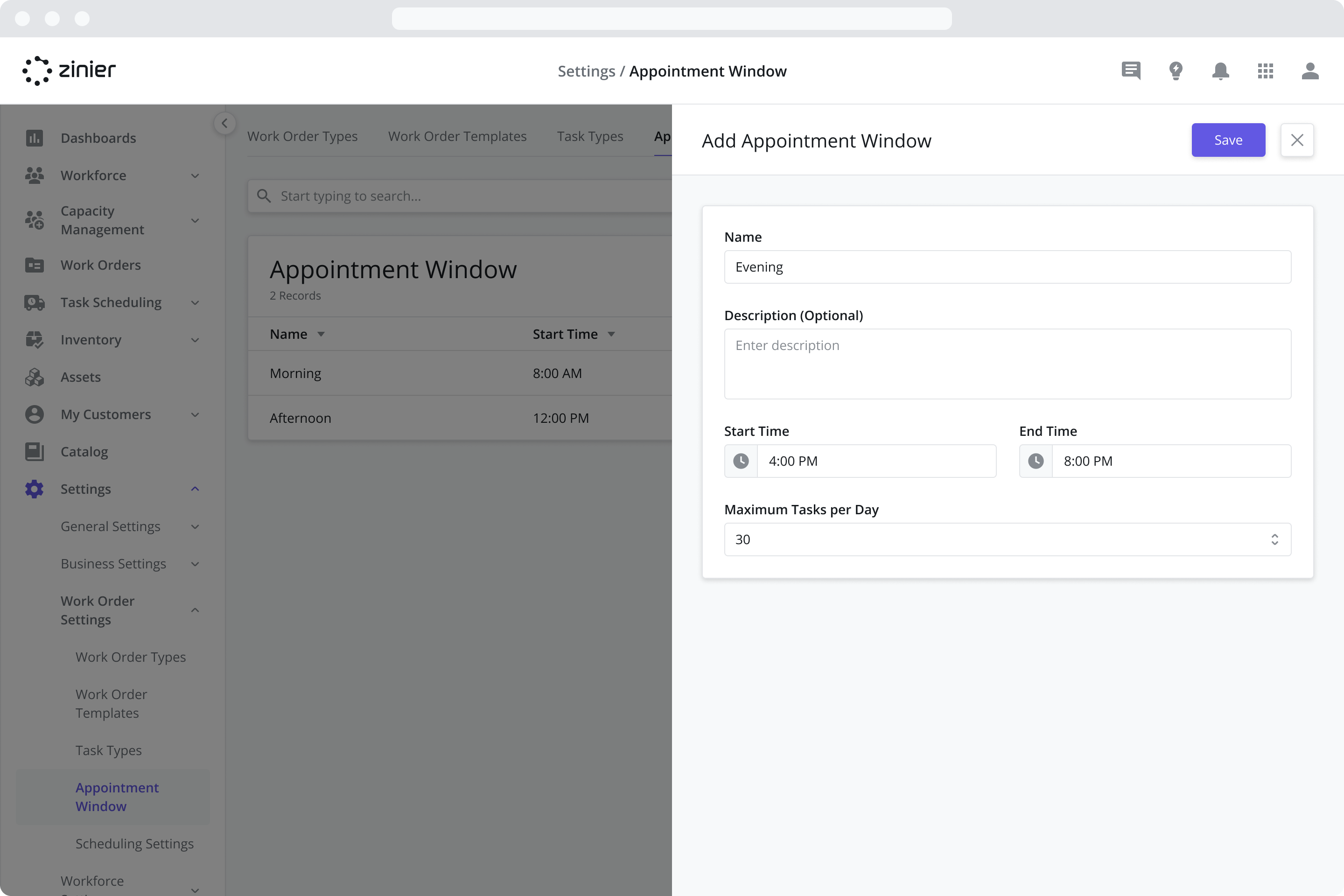 Work Order & Task Settings