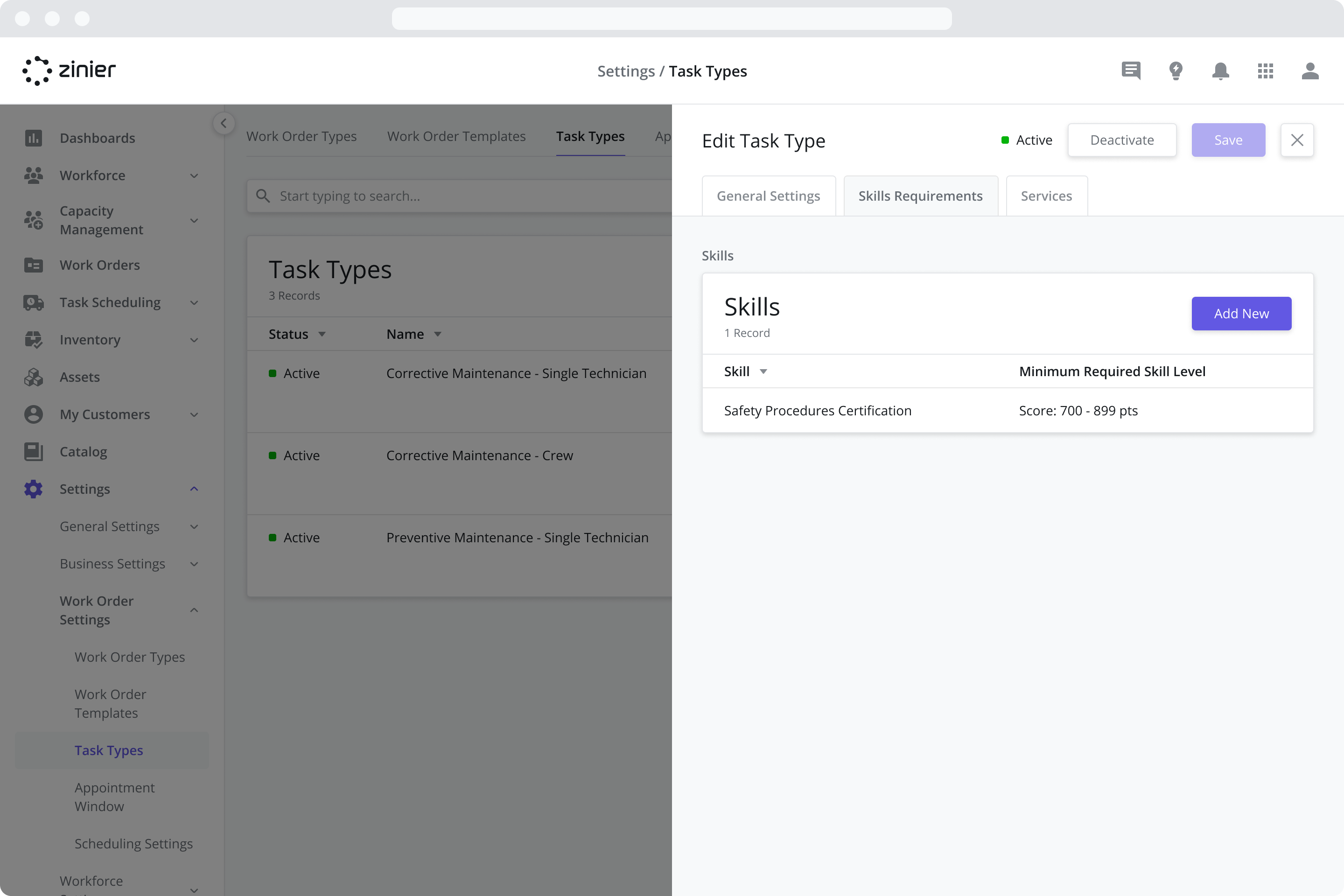 Work Order & Task Settings