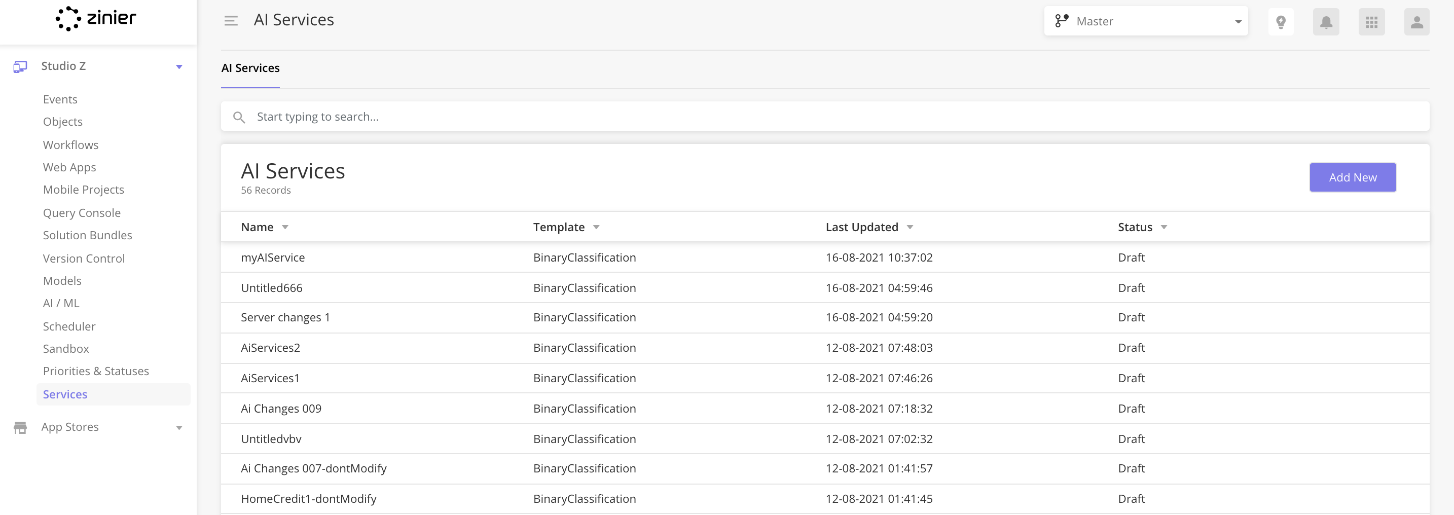 Binary classification AI service